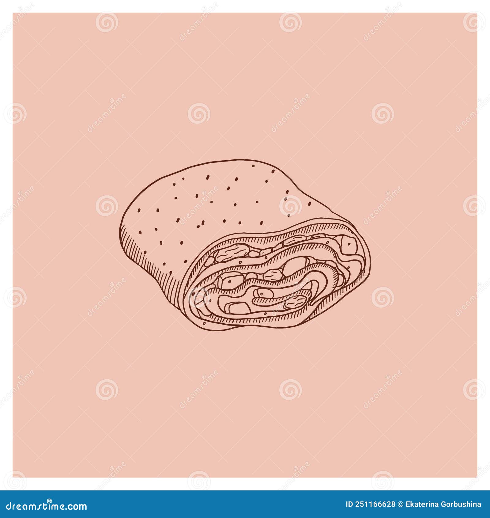 Viennese Strudel With Apples And Ice Cream Cartoon Vector ...