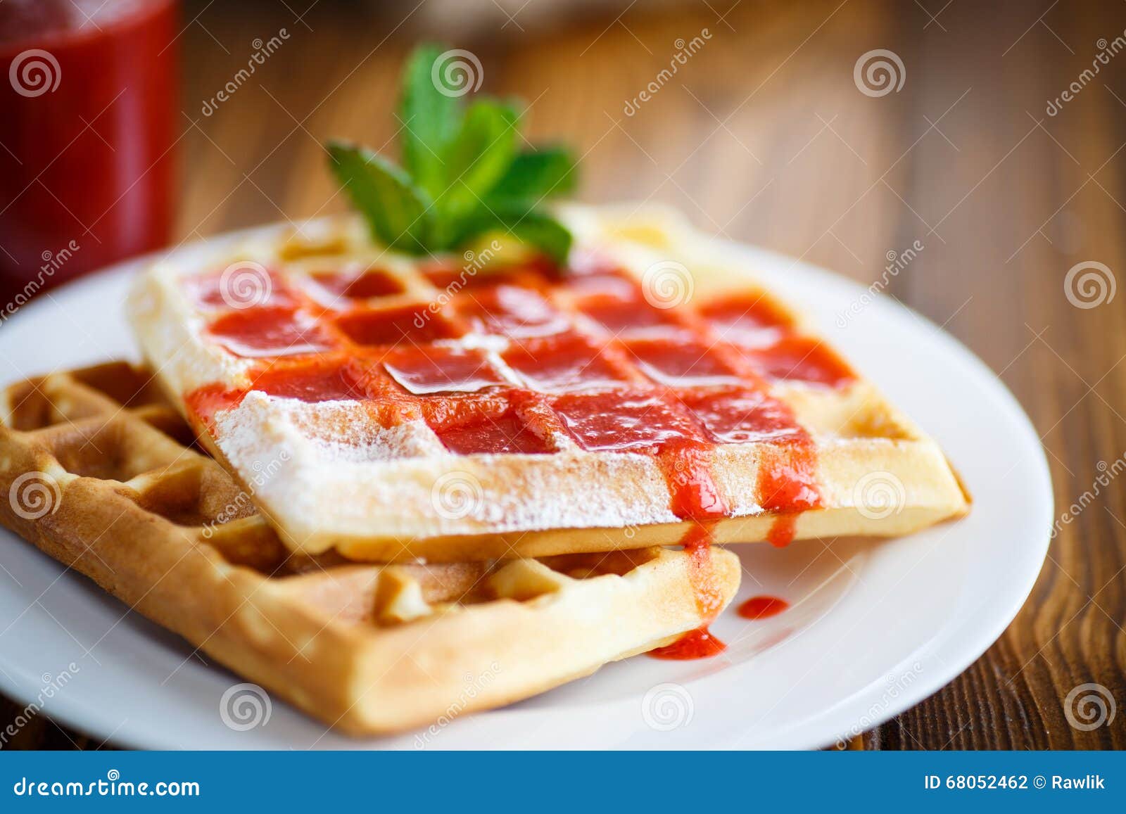 Viennese Sweet Waffles with Strawberry Jam Stock Photo - Image of ...