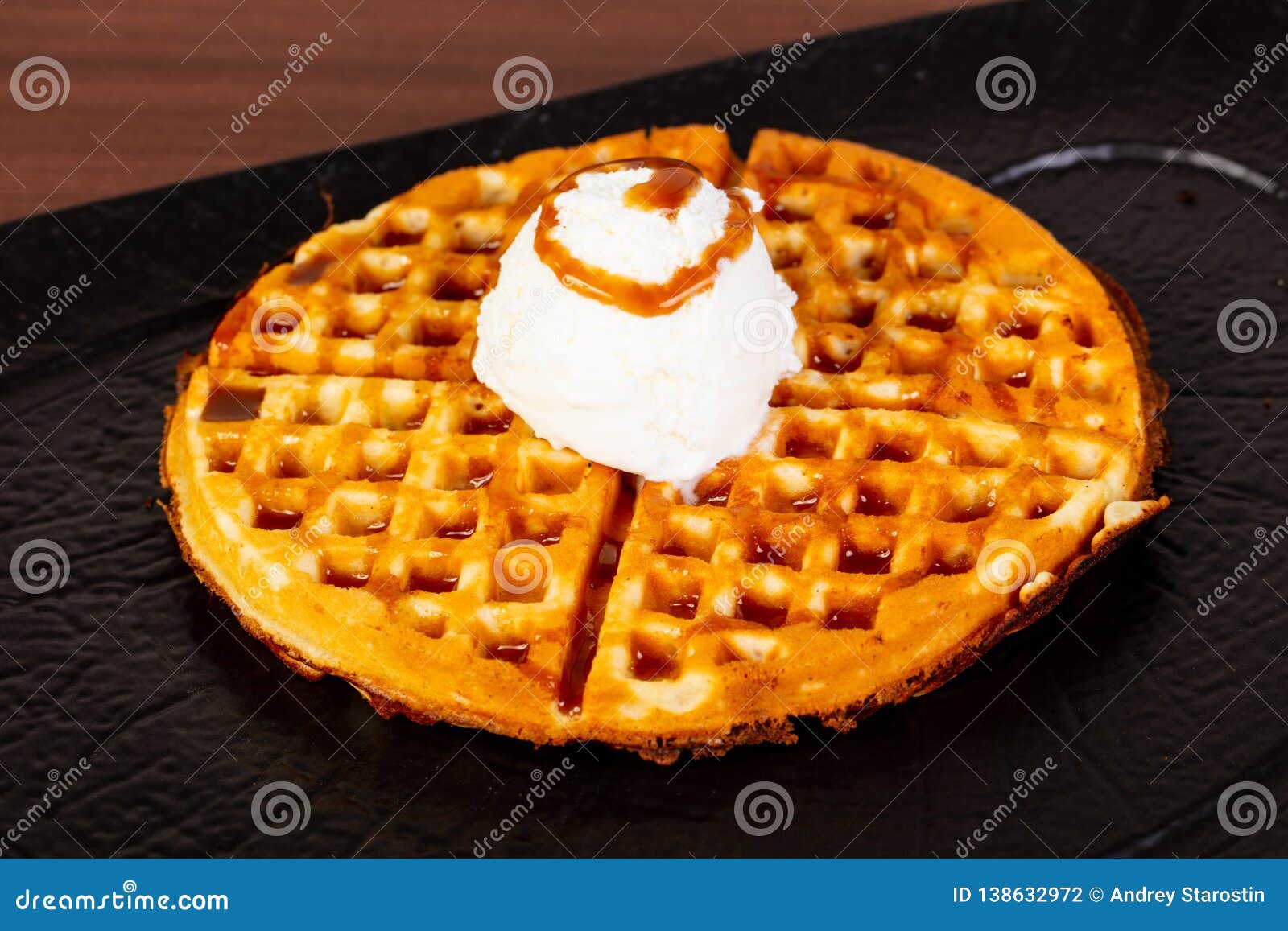 Viennese Waffles with Syrope Stock Photo - Image of studio, biscuit ...