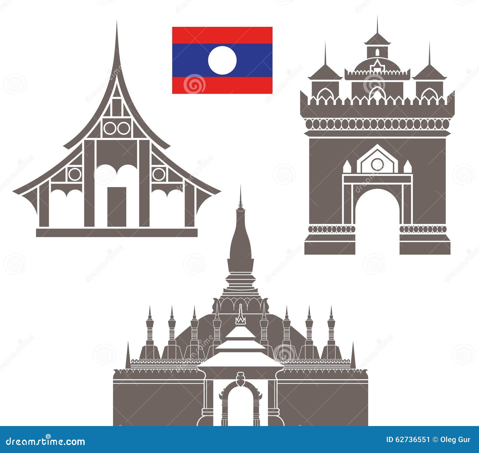 Patuxai Victory Monument In Vientiane. Laos Landmark. Asean Set Stock ...