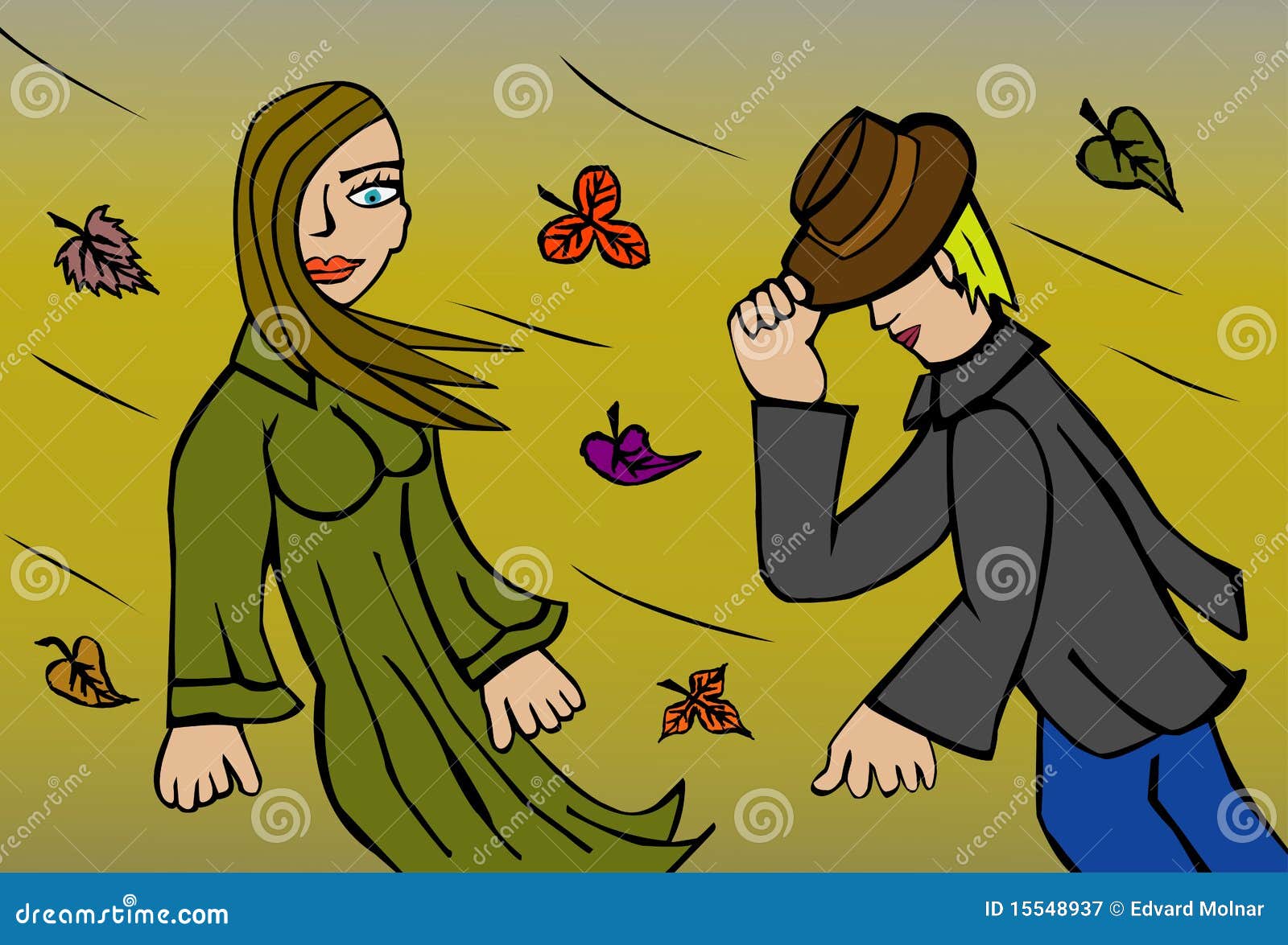 Viento ilustración del vector. Ilustración de muchacha - 15548937