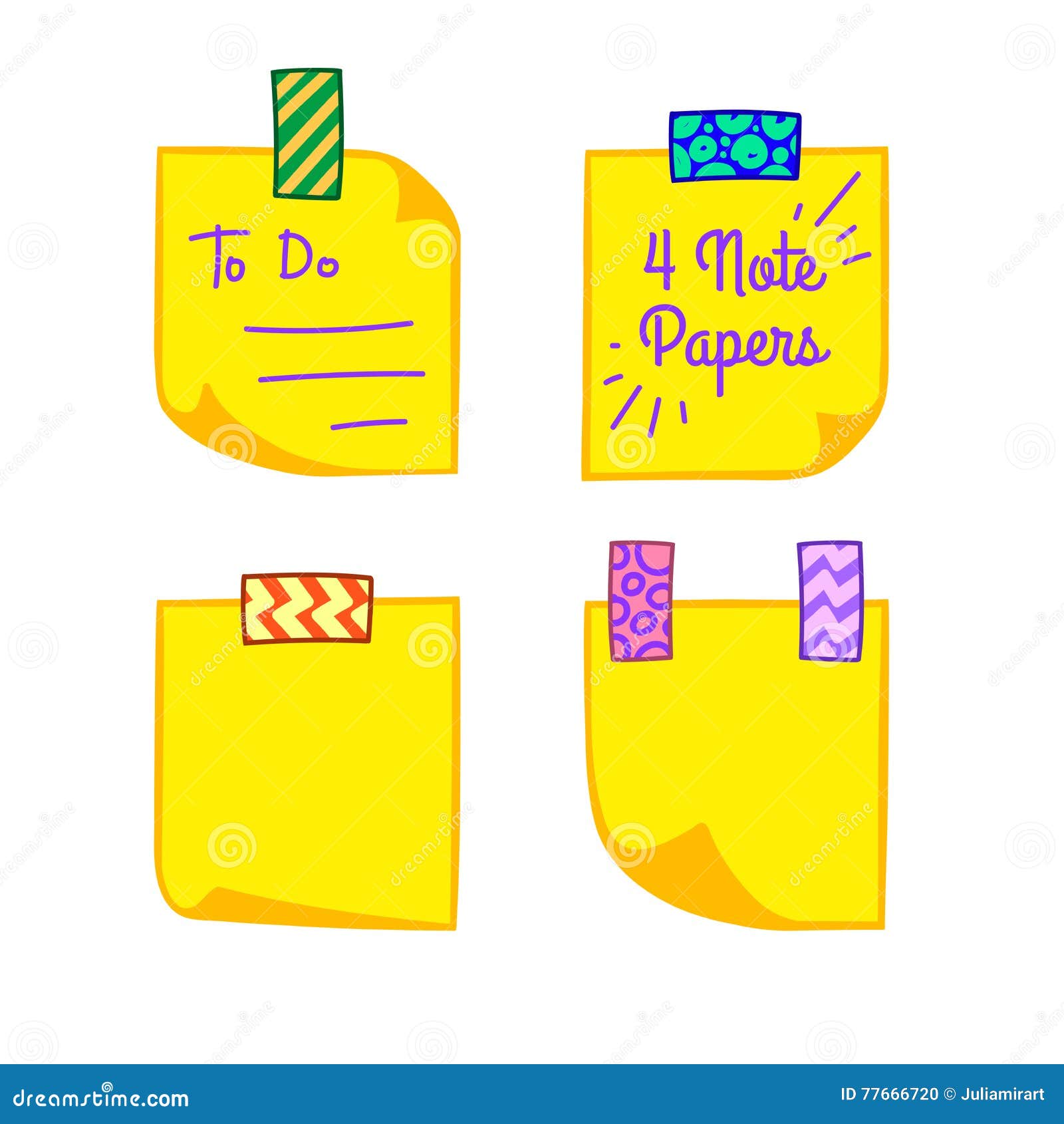 Vier Anmerkung Papers-01 vektor abbildung. Illustration von ...