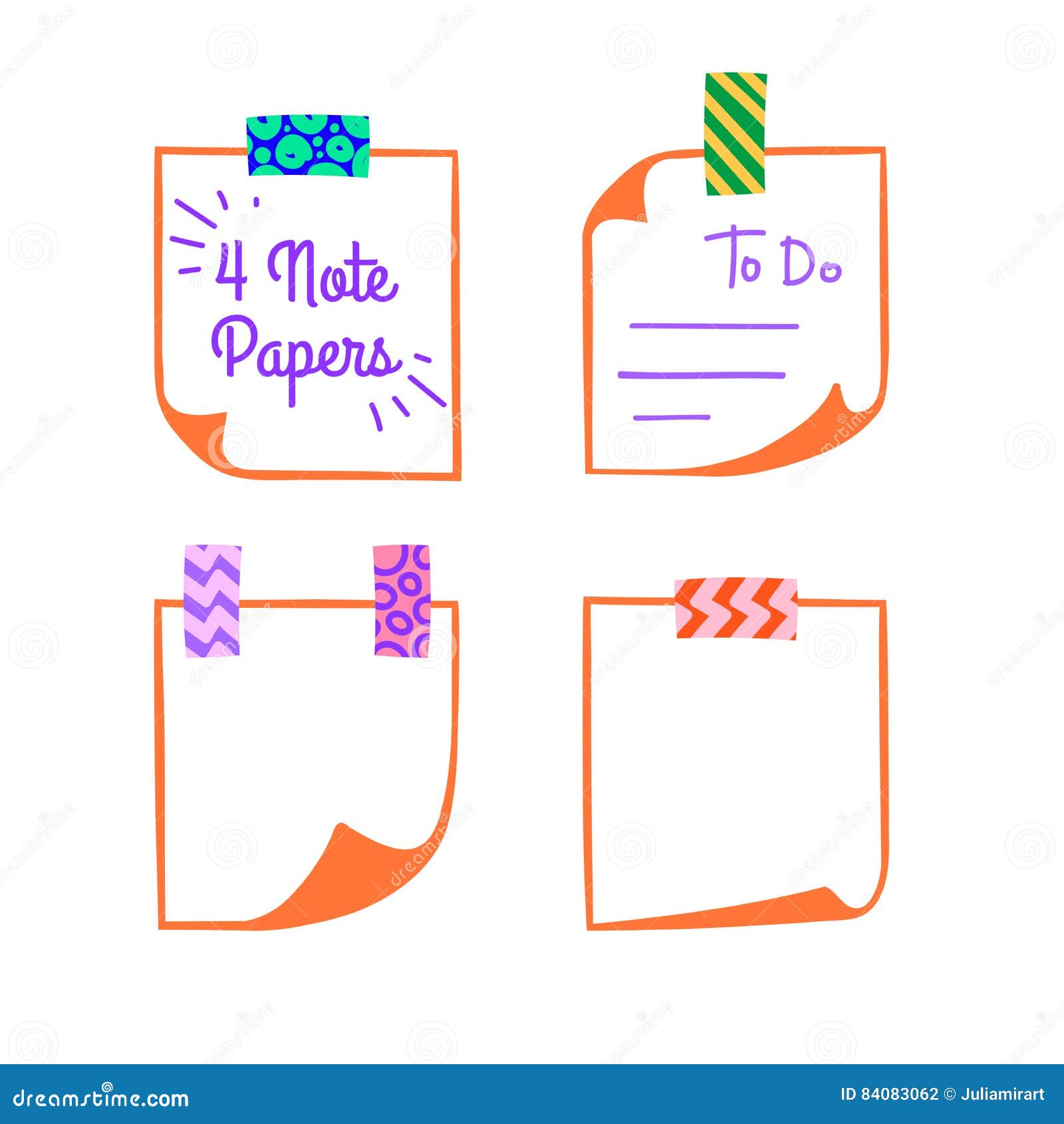 Vier Anmerkung Papers-11 vektor abbildung. Illustration von einstellen ...