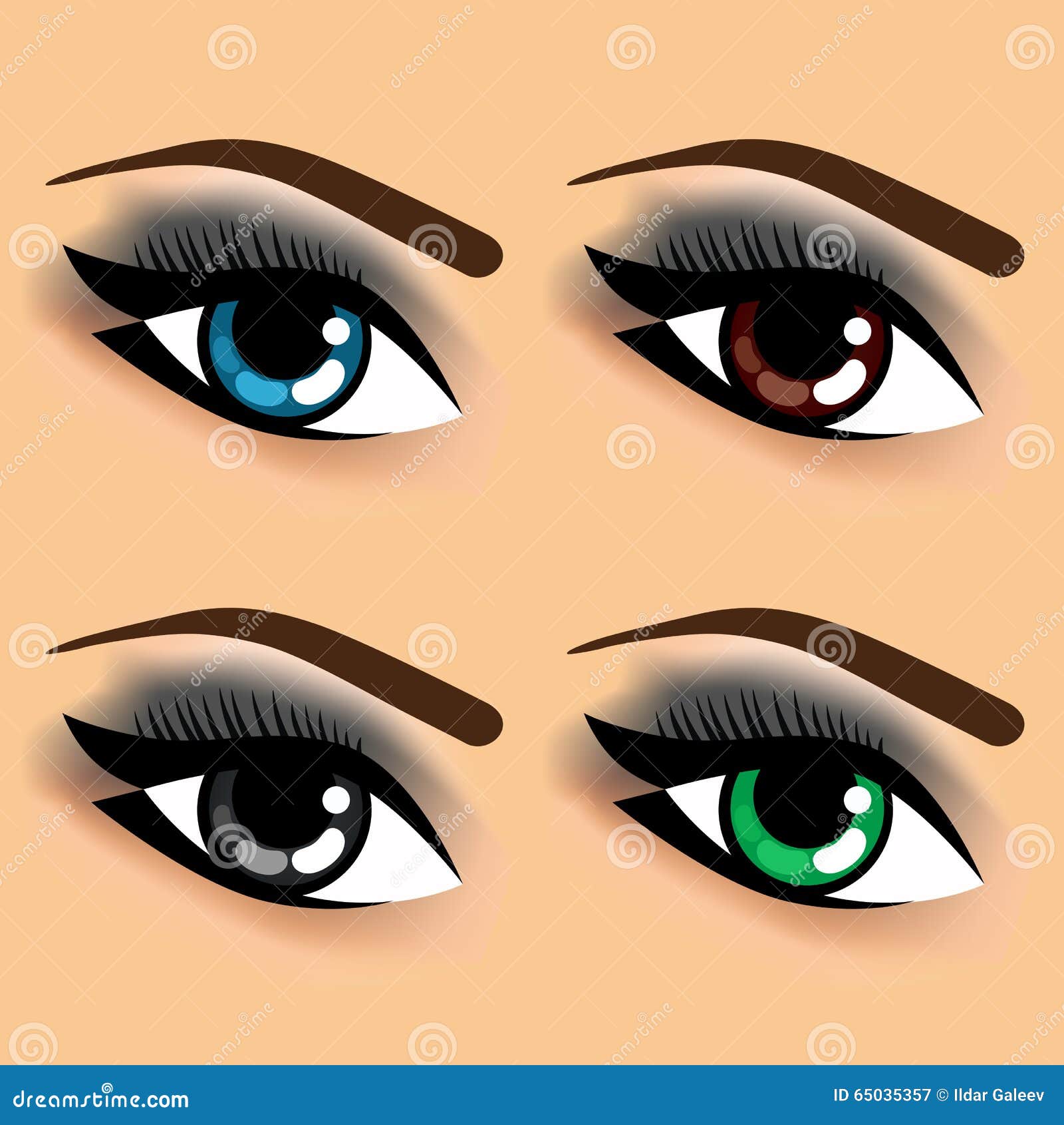 Vier Augen Mit Verschiedenen Augenfarben Vektor Abbildung ...