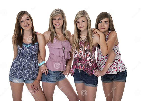 Vier beste Freundinnen stockbild. Bild von klammern, gruppe - 22655213