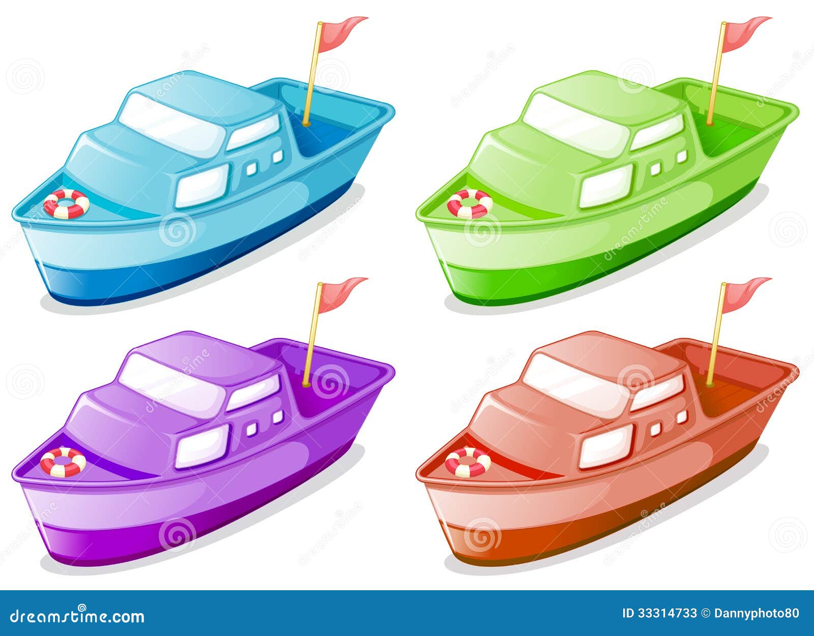 Vier Boten in Verschillende Kleuren Stock Illustratie - Illustration of ...