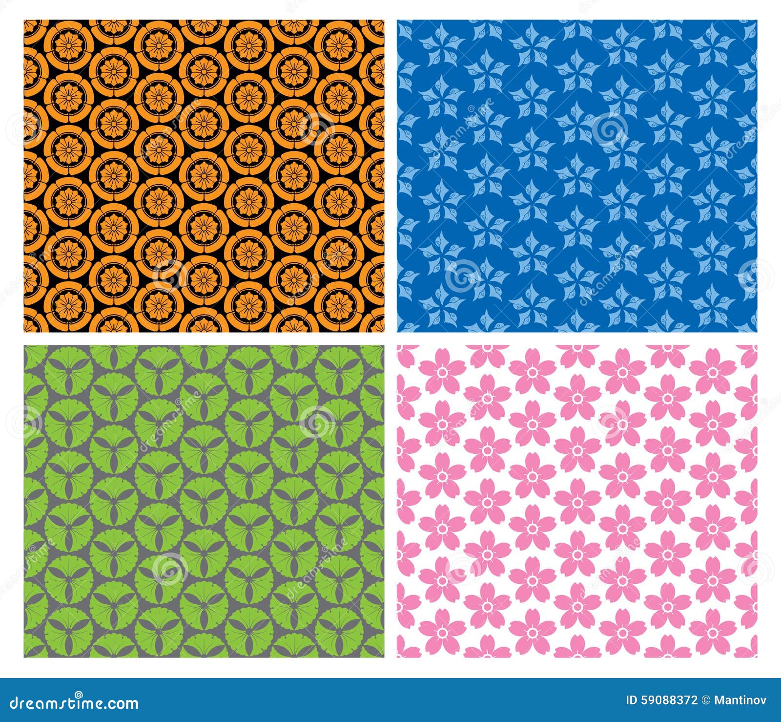 Vier Bunte Japanische Muster Vektor Abbildung - Illustration von symbol ...