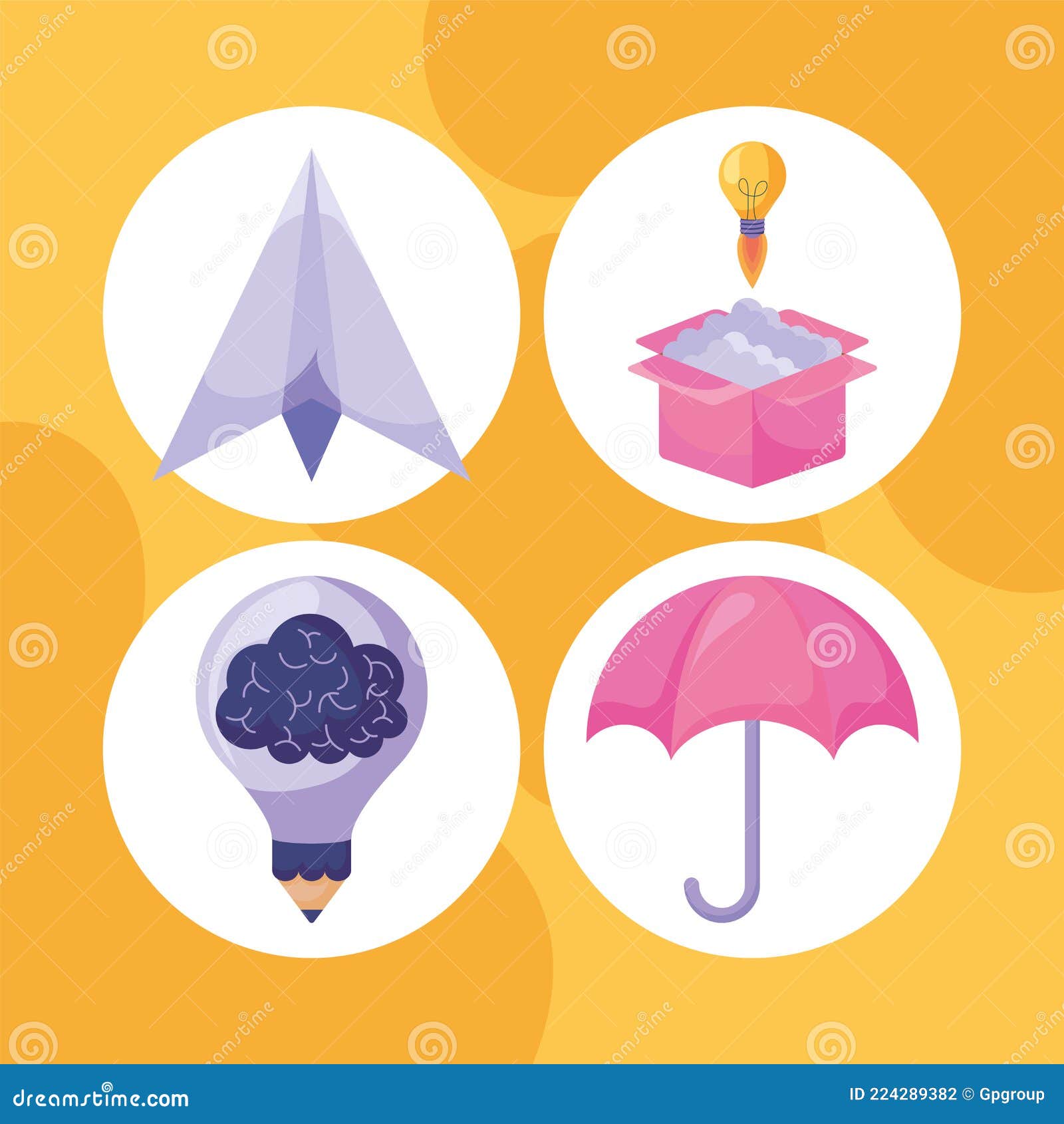 Vier eindeutige Symbole vektor abbildung. Illustration von geistesblitz ...