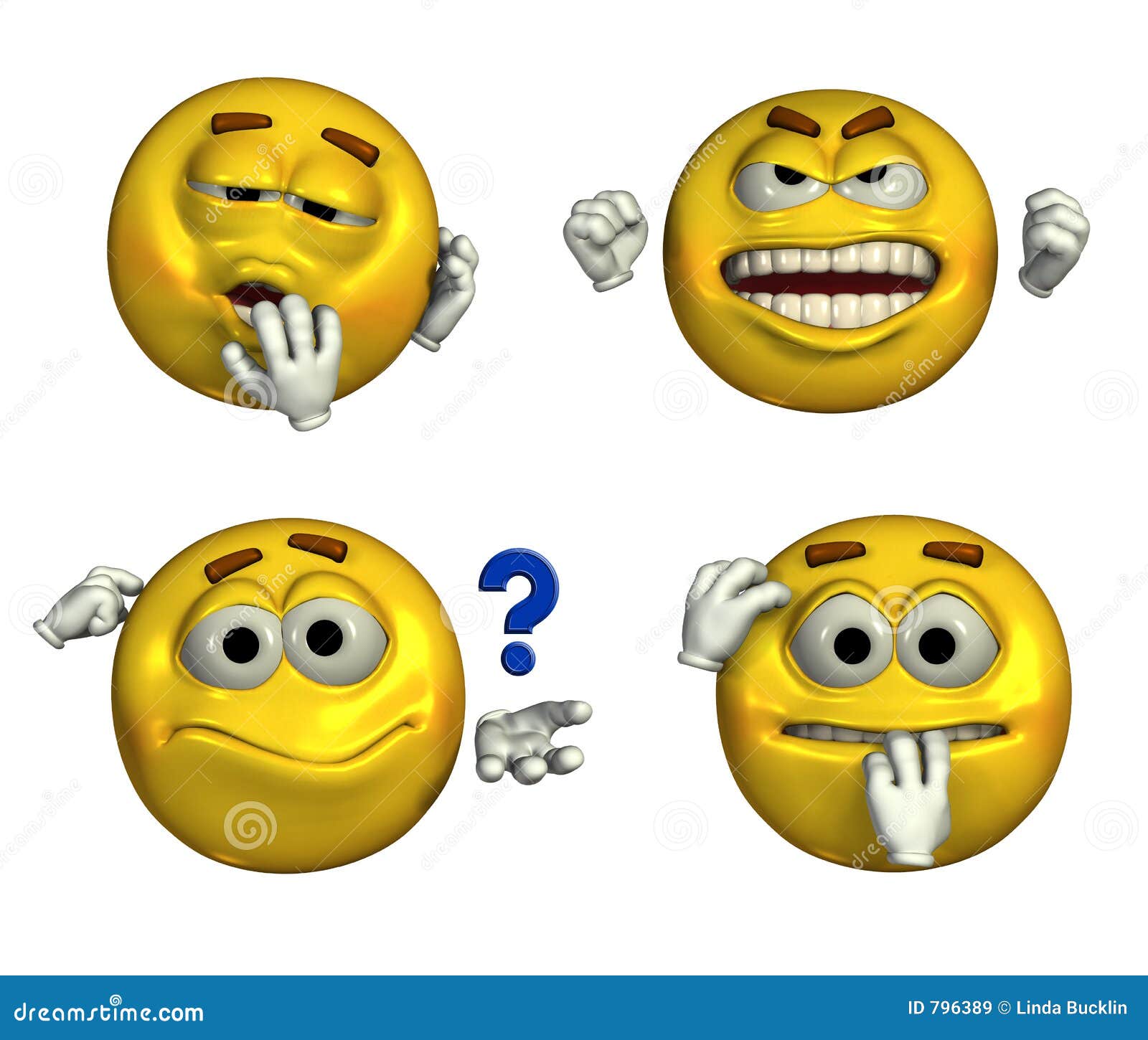 Vier Emoticons - Met Het Knippen Van Weg Stock Illustratie ...