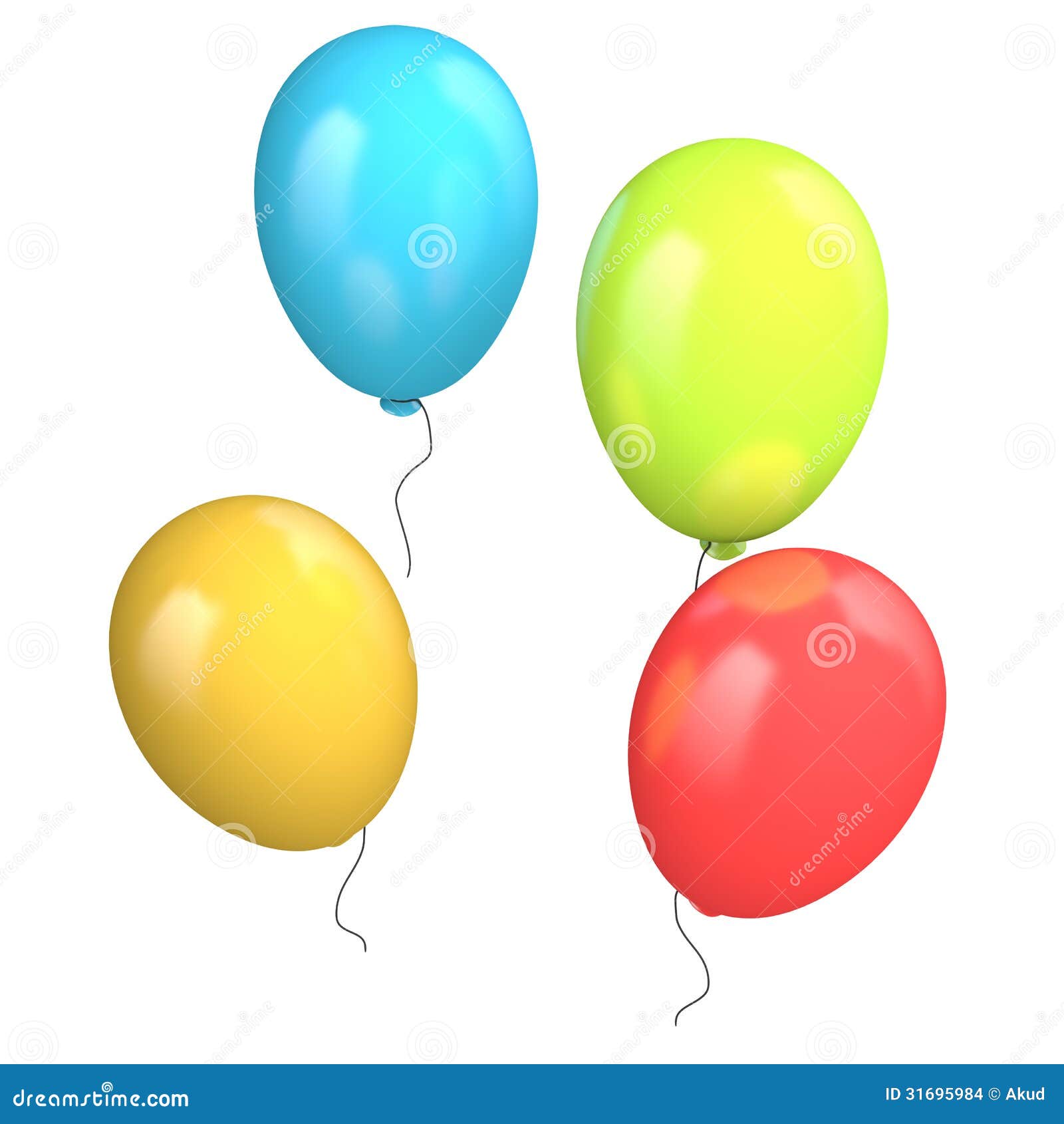 Vier farbige Ballone stock abbildung. Illustration von feier - 31695984