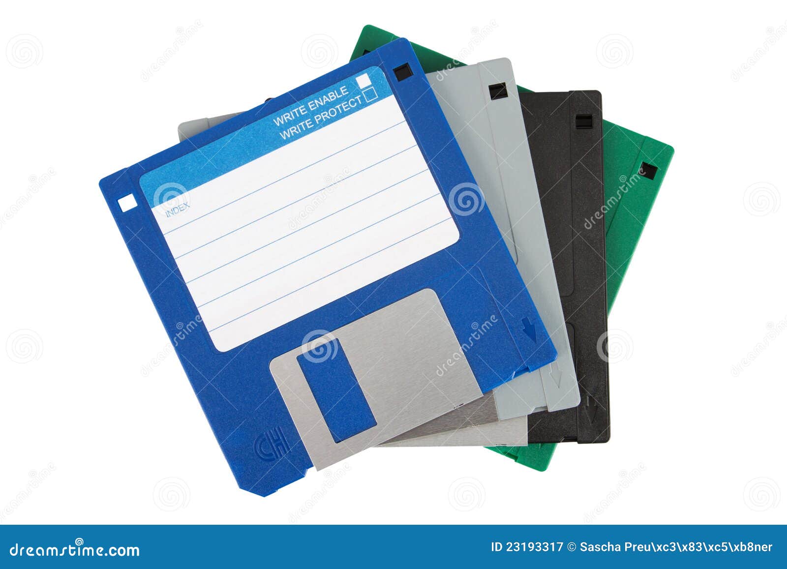 Vier farbige Disketten stockbild. Bild von bytes, platte - 23193317