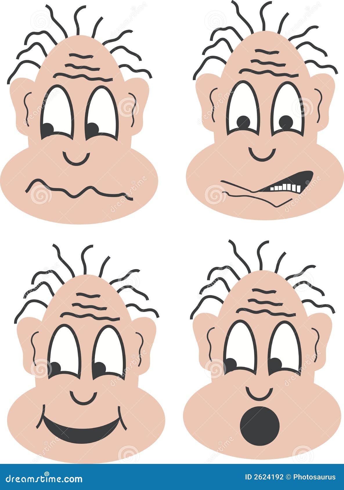 Vier Gesichter vektor abbildung. Illustration von besorgt - 2624192