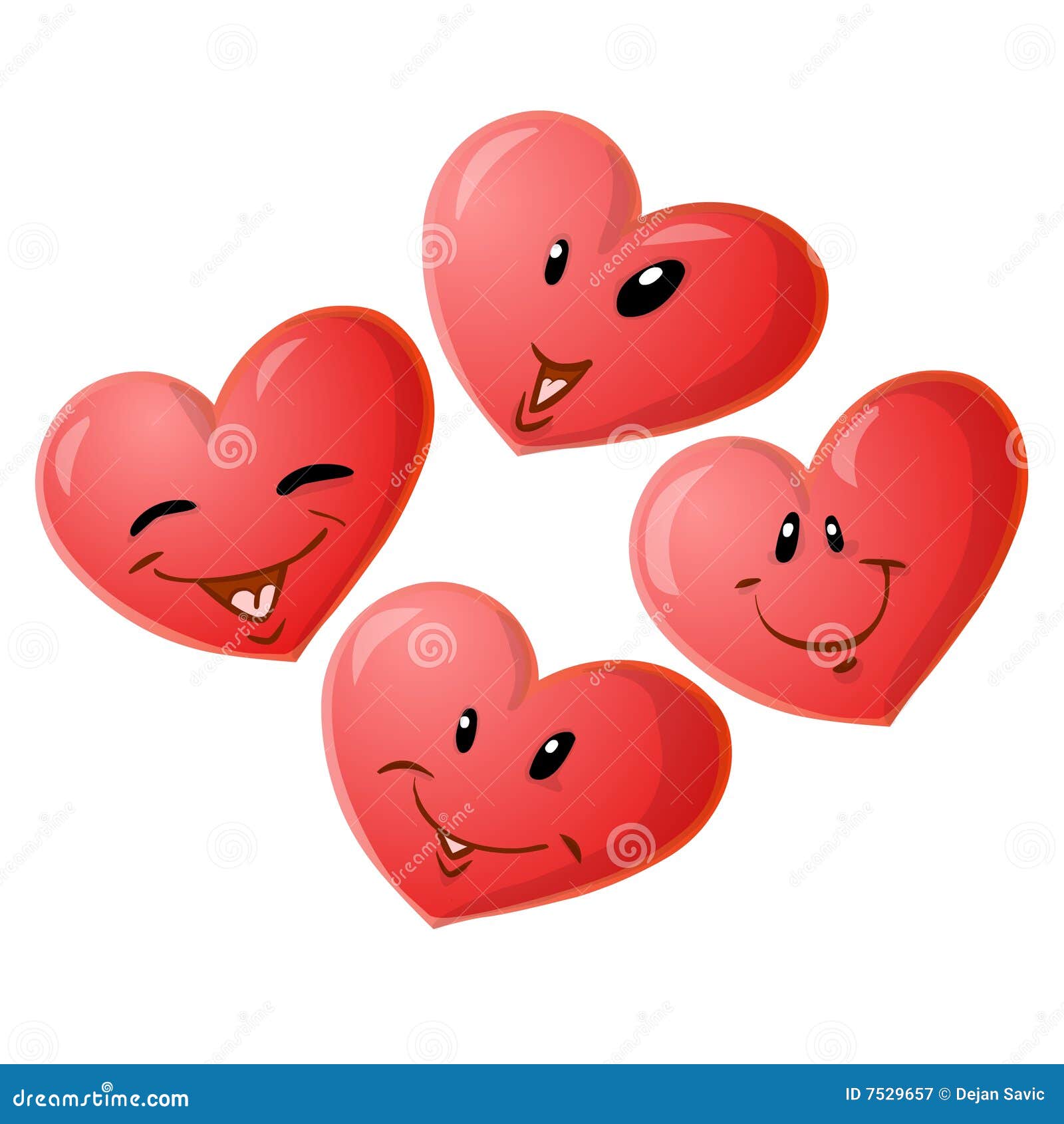 Vier harten stock illustratie. Illustration of groet, rood - 7529657