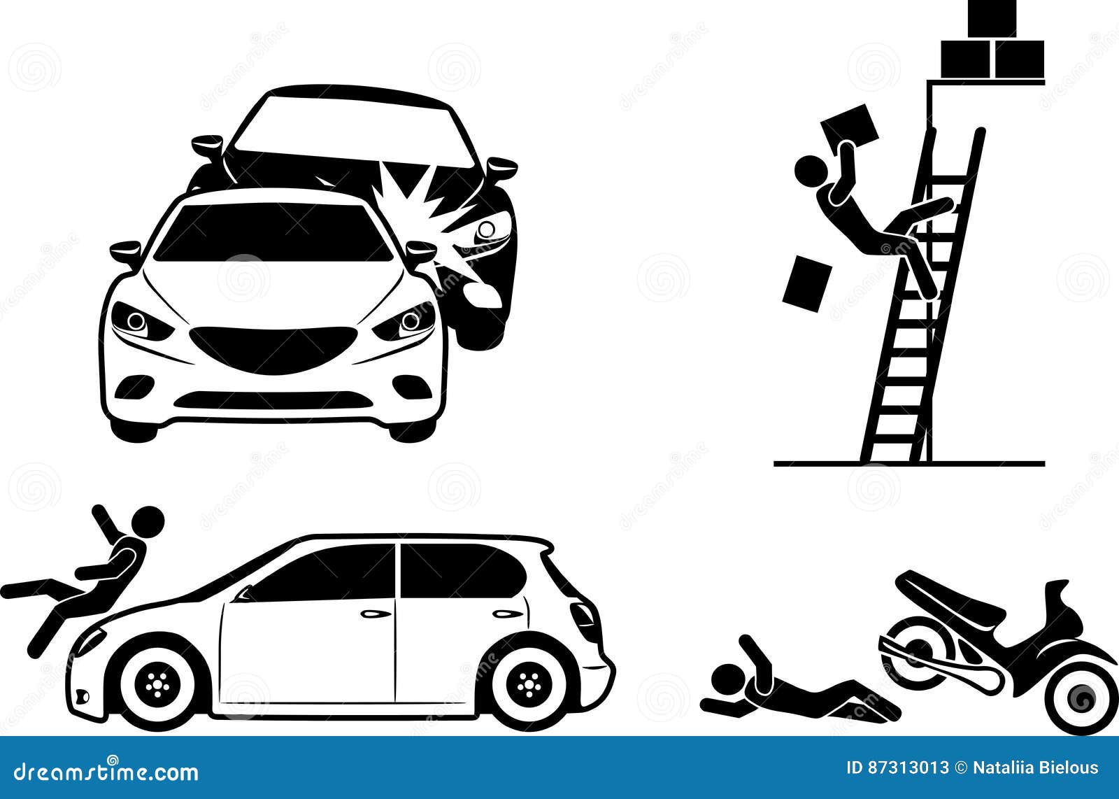 Vier Ikonen Für Unfallversicherung Vektor Abbildung - Illustration von ...