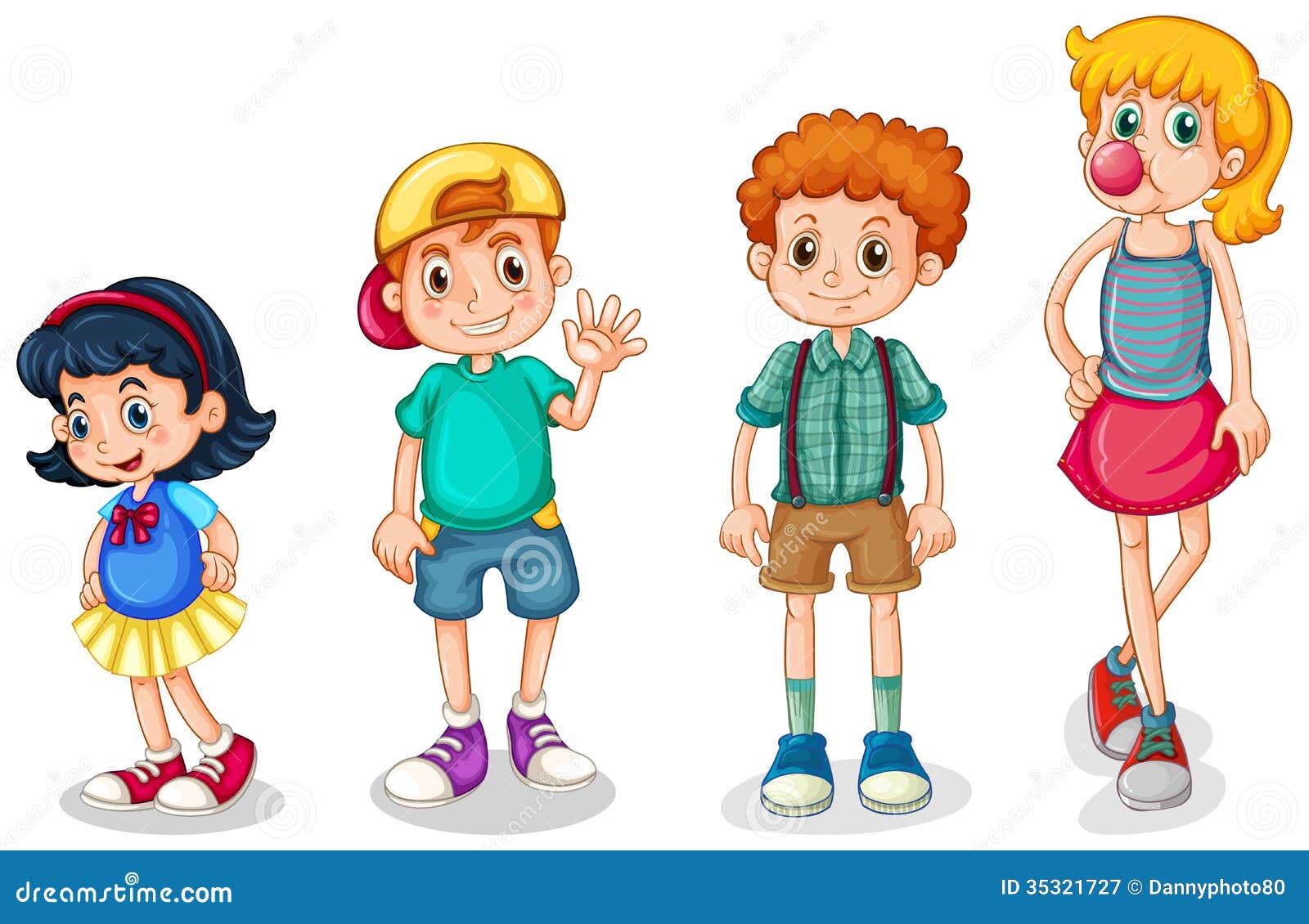 Vier Kinder vektor abbildung. Illustration von lockig - 35321727