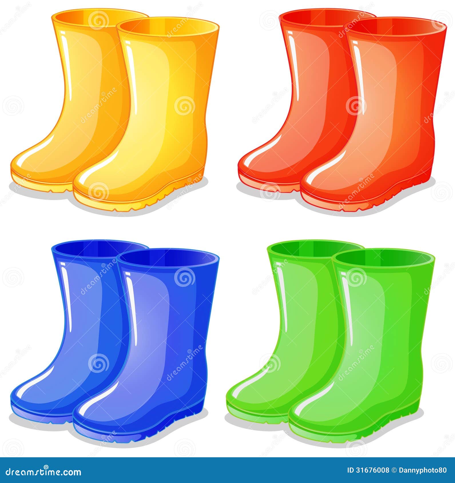 Vier Laarzen in Verschillende Kleuren Vector Illustratie - Illustration ...