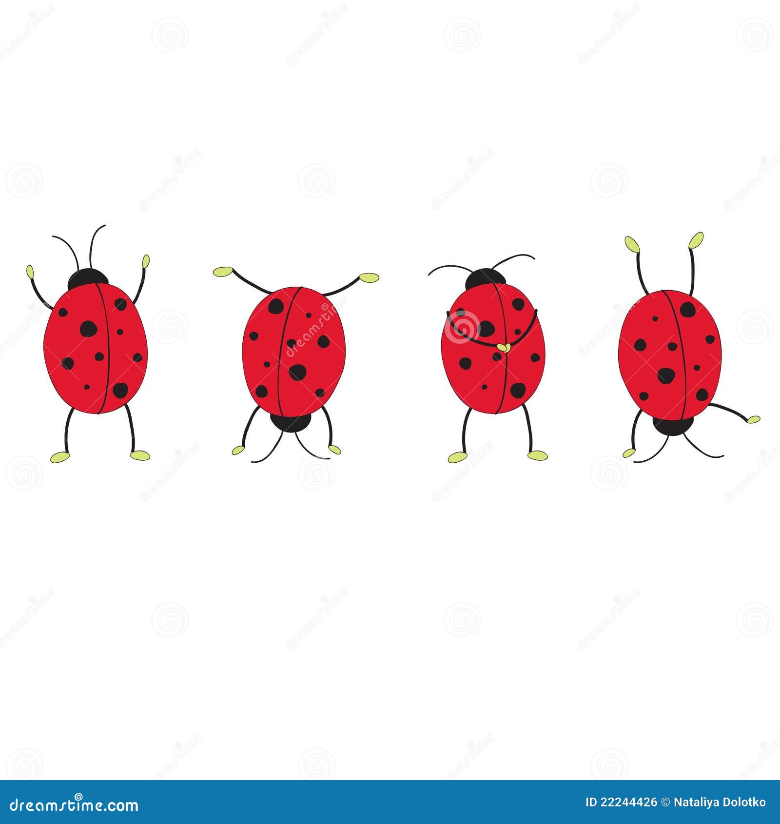 Vier lustige Marienkäfer vektor abbildung. Illustration von kreativität ...