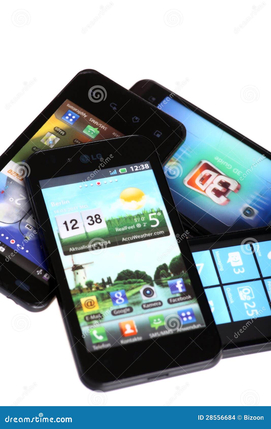 Vier mobiele telefoons redactionele stock afbeelding. Image of mobiel ...