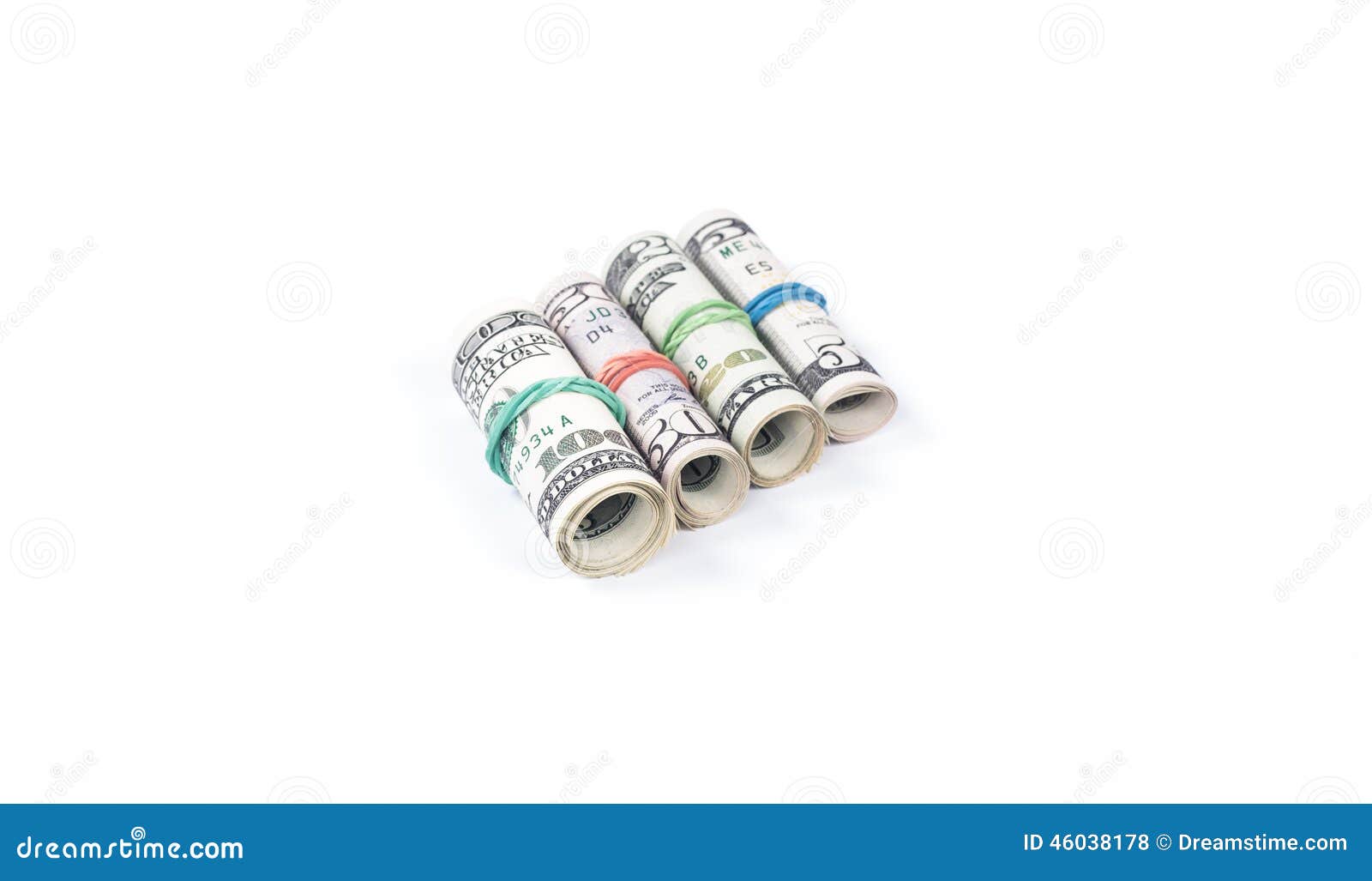 Vier Rollen Geld stockfoto. Bild von wachsen, papier - 46038178