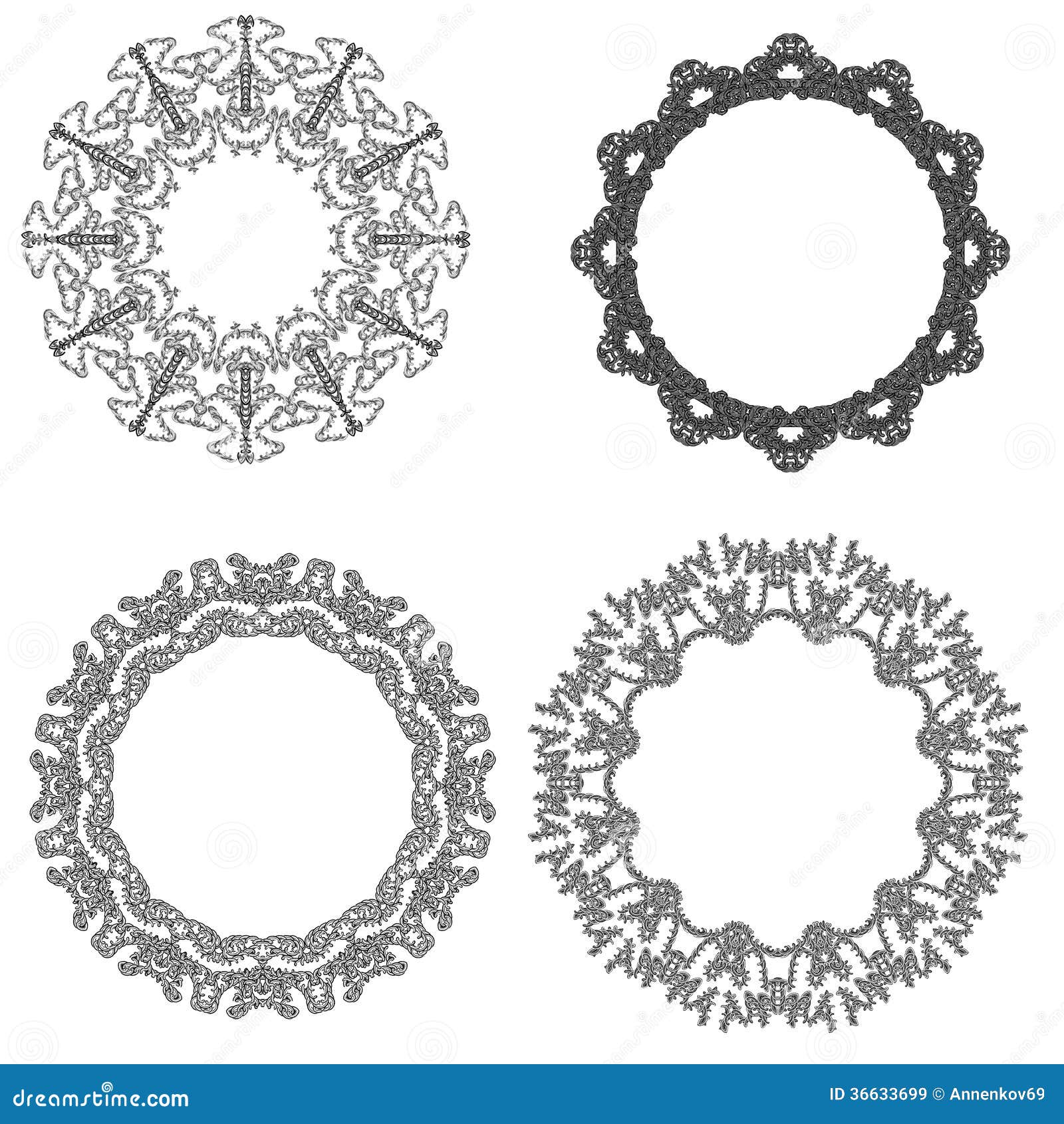 Vier ronde kaders stock illustratie. Illustration of achtergrond - 36633699