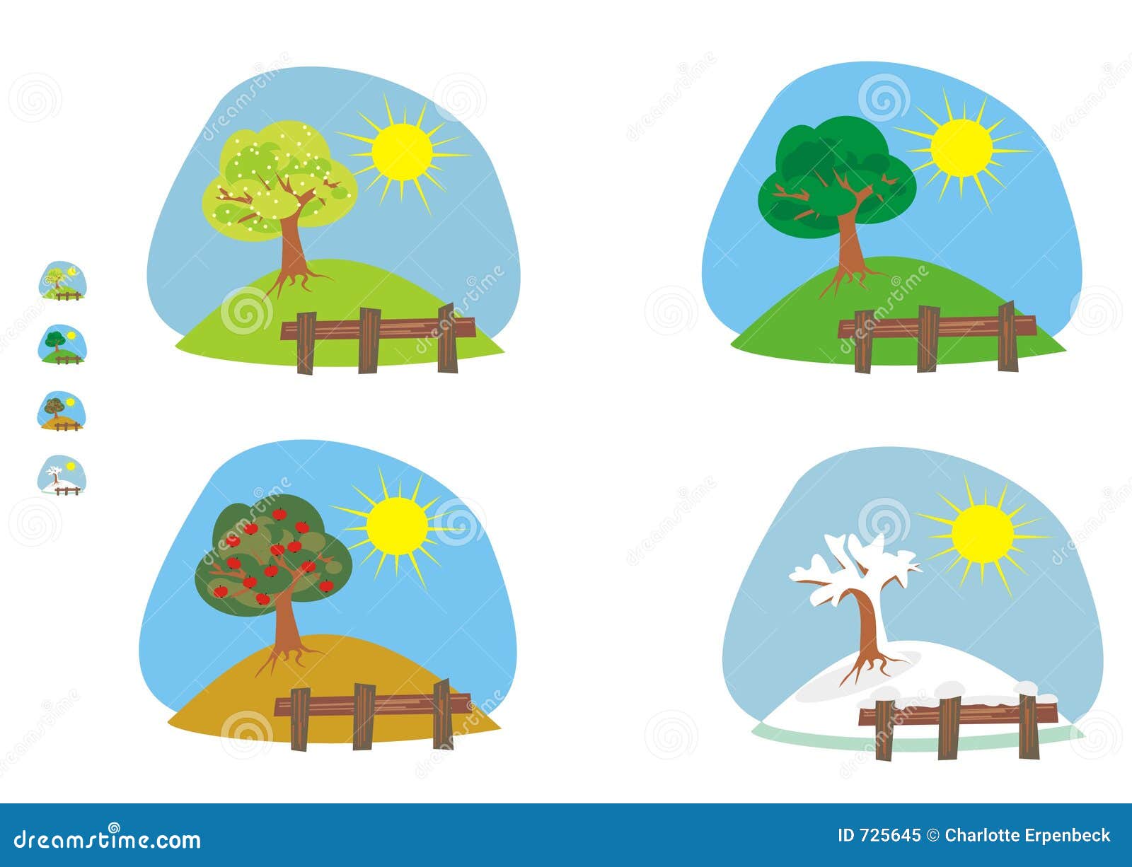 Vier seizoenen vector illustratie. Illustration of lente - 725645