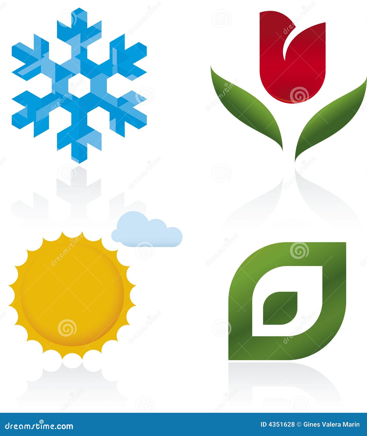 Vier seizoenenpictogrammen vector illustratie. Illustration of weer ...