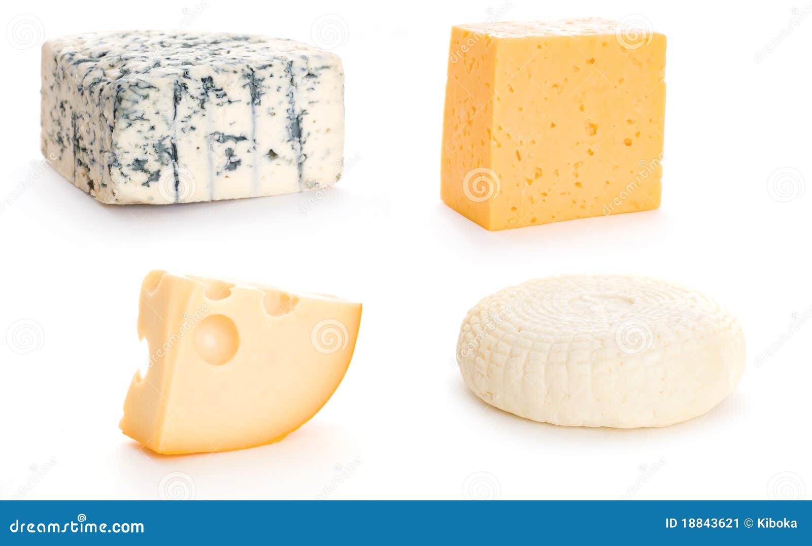 Vier soorten kaas stock afbeelding. Image of voedsel - 18843621