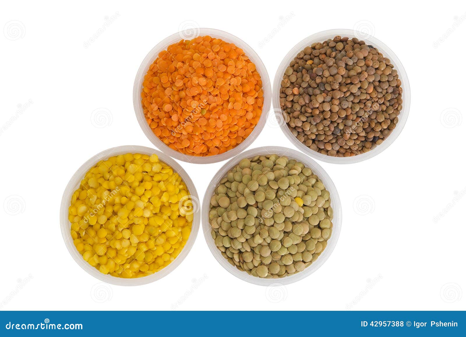 Vier Soorten Linze in Kommen Stock Foto - Image of soorten, plantaardig ...