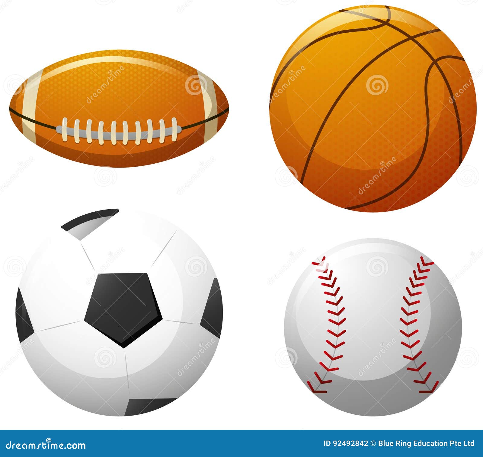 Vier Verschillende Soorten Ballen Vector Illustratie - Illustration of ...