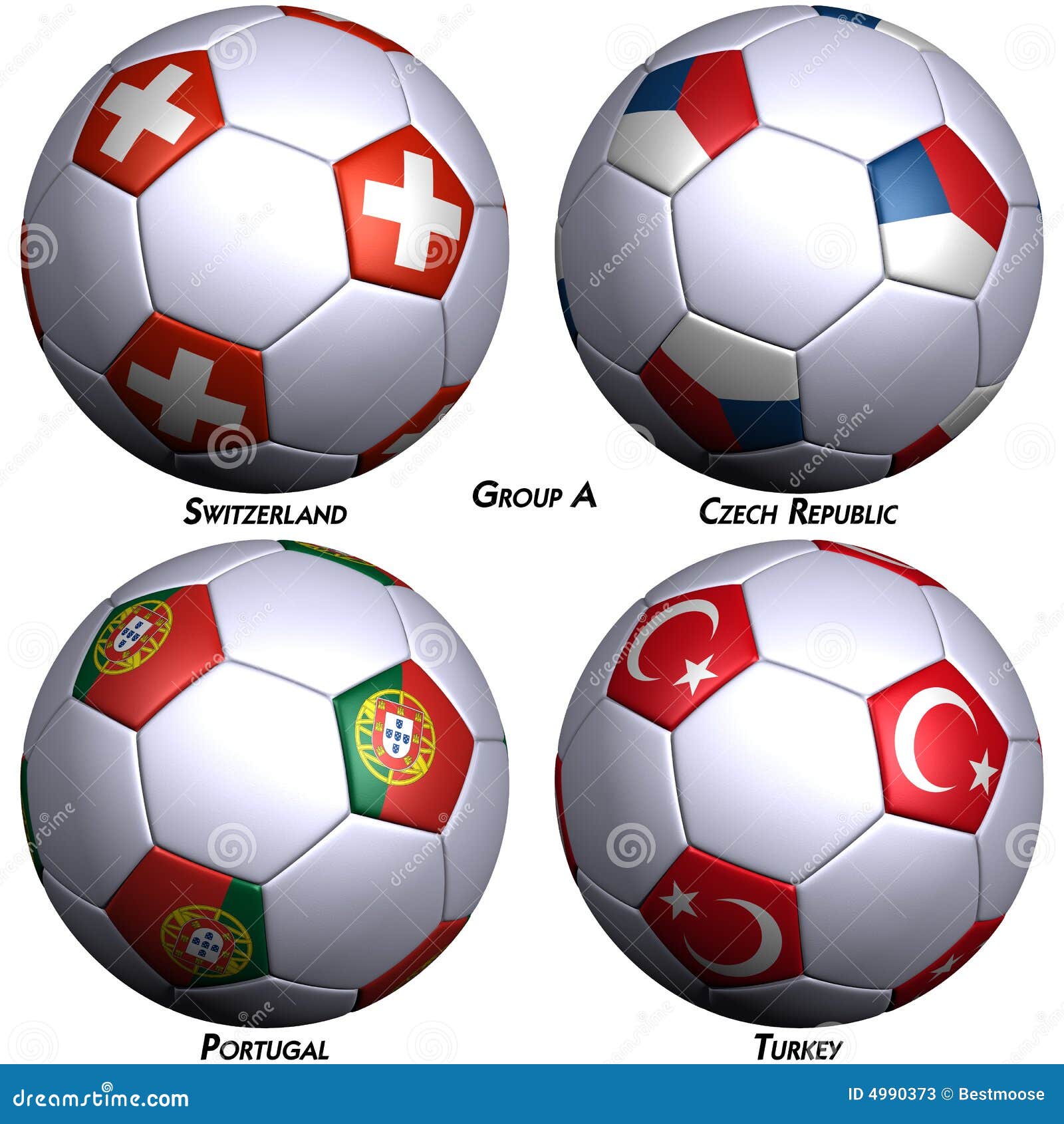 Vier Voetbal-ballen Met Vlaggen Stock Illustratie - Illustration of ...