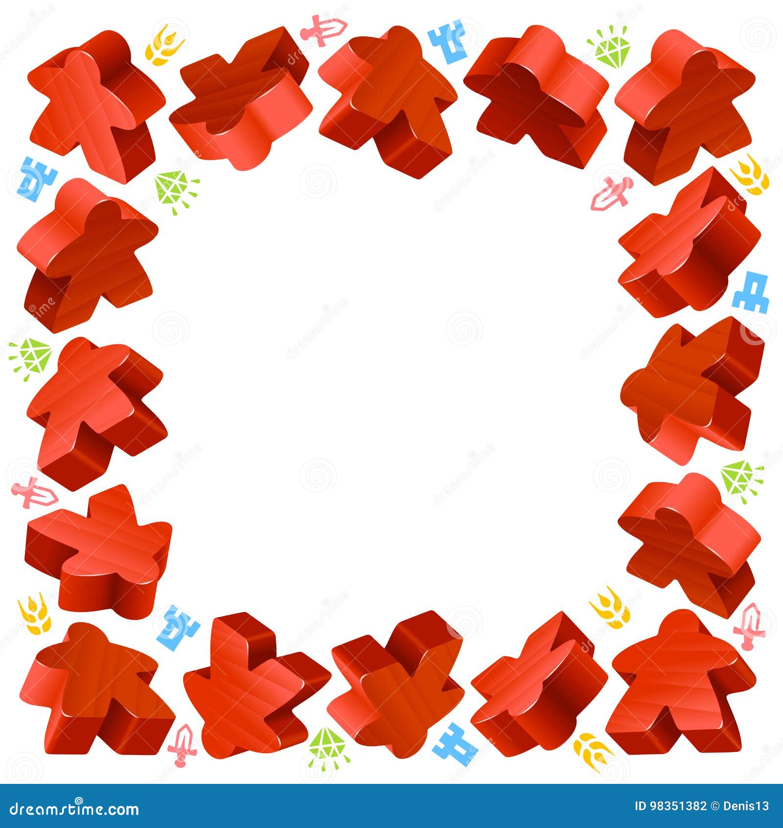 Vierkant Kader Van Rode Meeples Vector Illustratie - Illustration of ...
