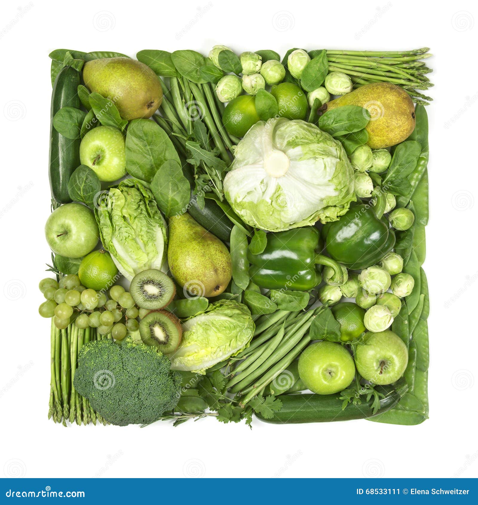 Vierkant Van Groene Vruchten En Groenten Stock Afbeelding - Image of ...