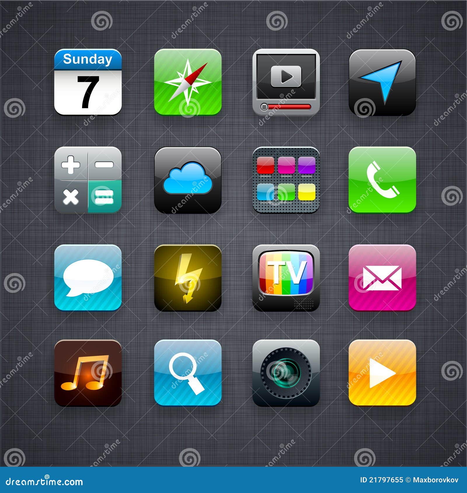 Vierkante Moderne App Pictogrammen. Vector Illustratie - Illustration ...