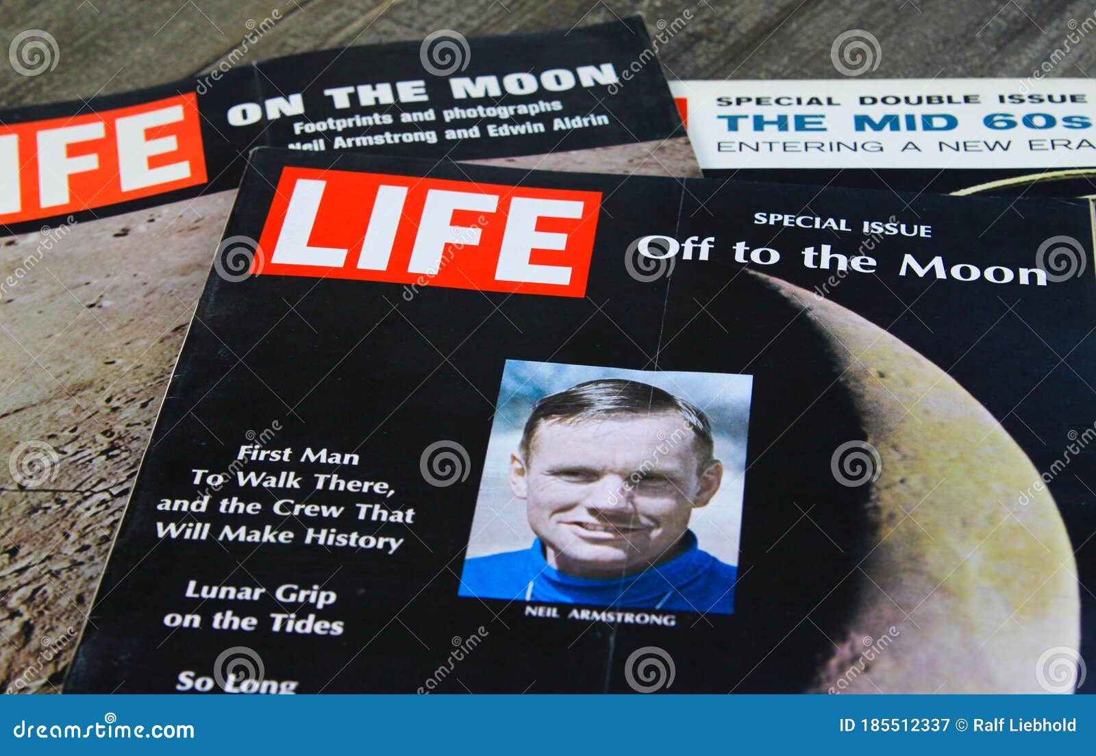 Close Up of US Time LIFE Magazine Reporting about Moon Landing in the ...