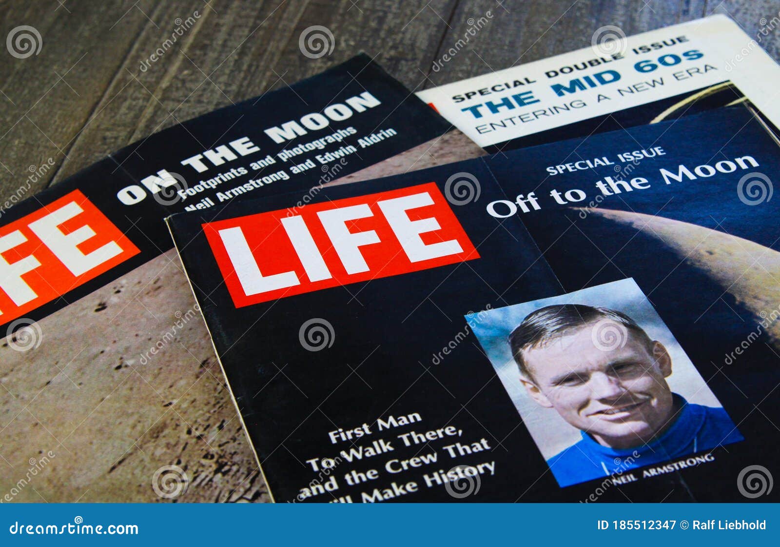 Close Up of US Time LIFE Magazine Reporting about Moon Landing in the ...
