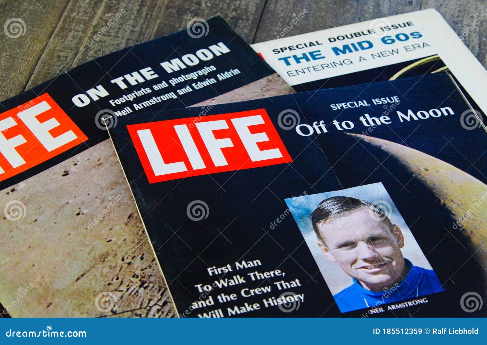 Close Up of US Time LIFE Magazine Reporting about Moon Landing in the ...