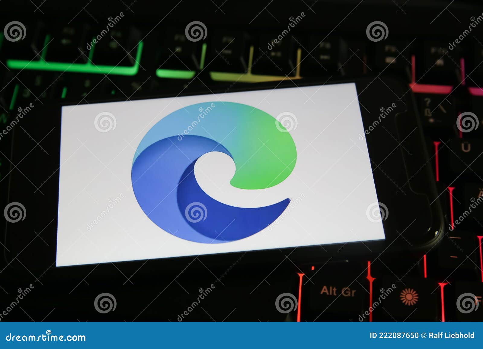 Closeup of Mobile Phone Screen with Logo Icon of Microsoft Edge Browser ...
