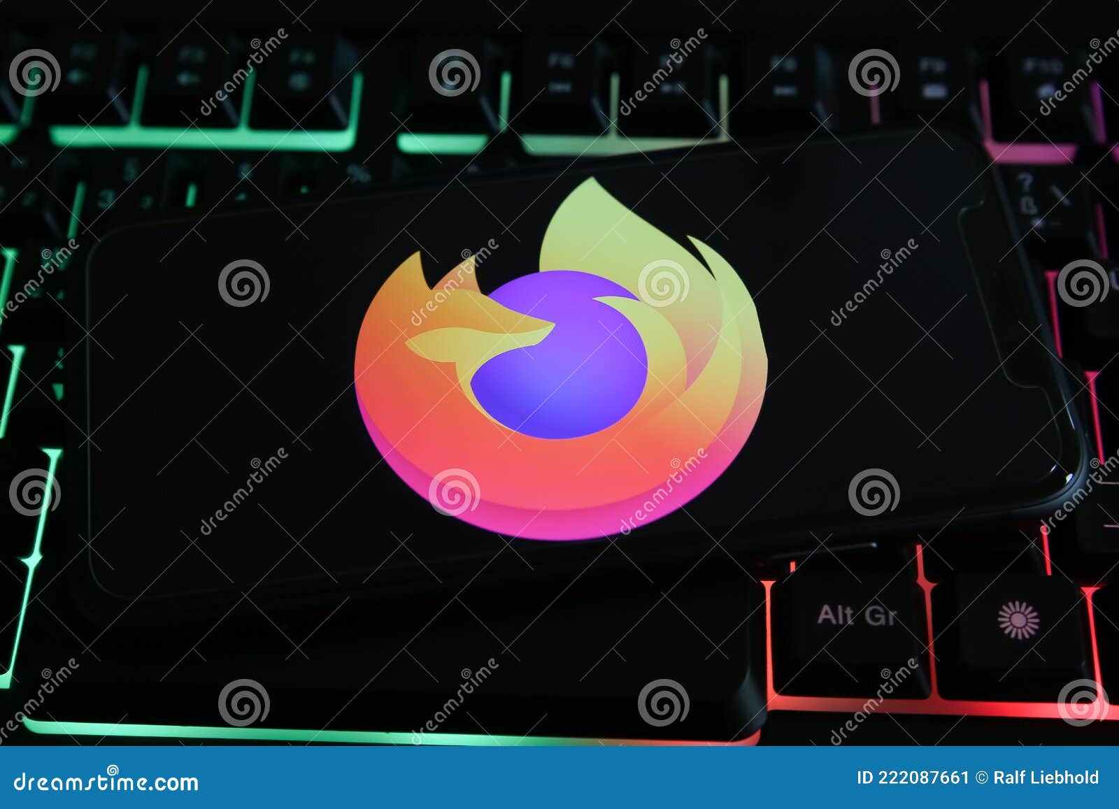 Closeup of Mobile Phone Screen with Logo Icon of Mozilla Firefox ...