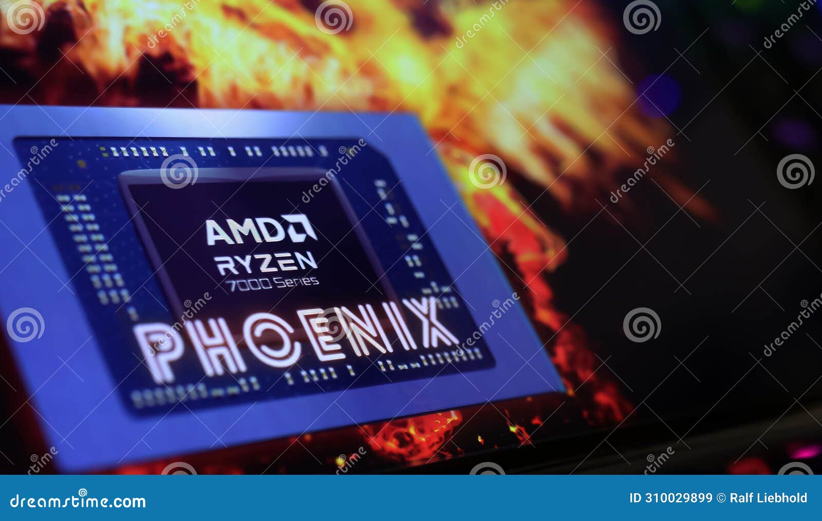 Closeup of Smartphone Screen with Logo Lettering of AMD Phoenix APU ...