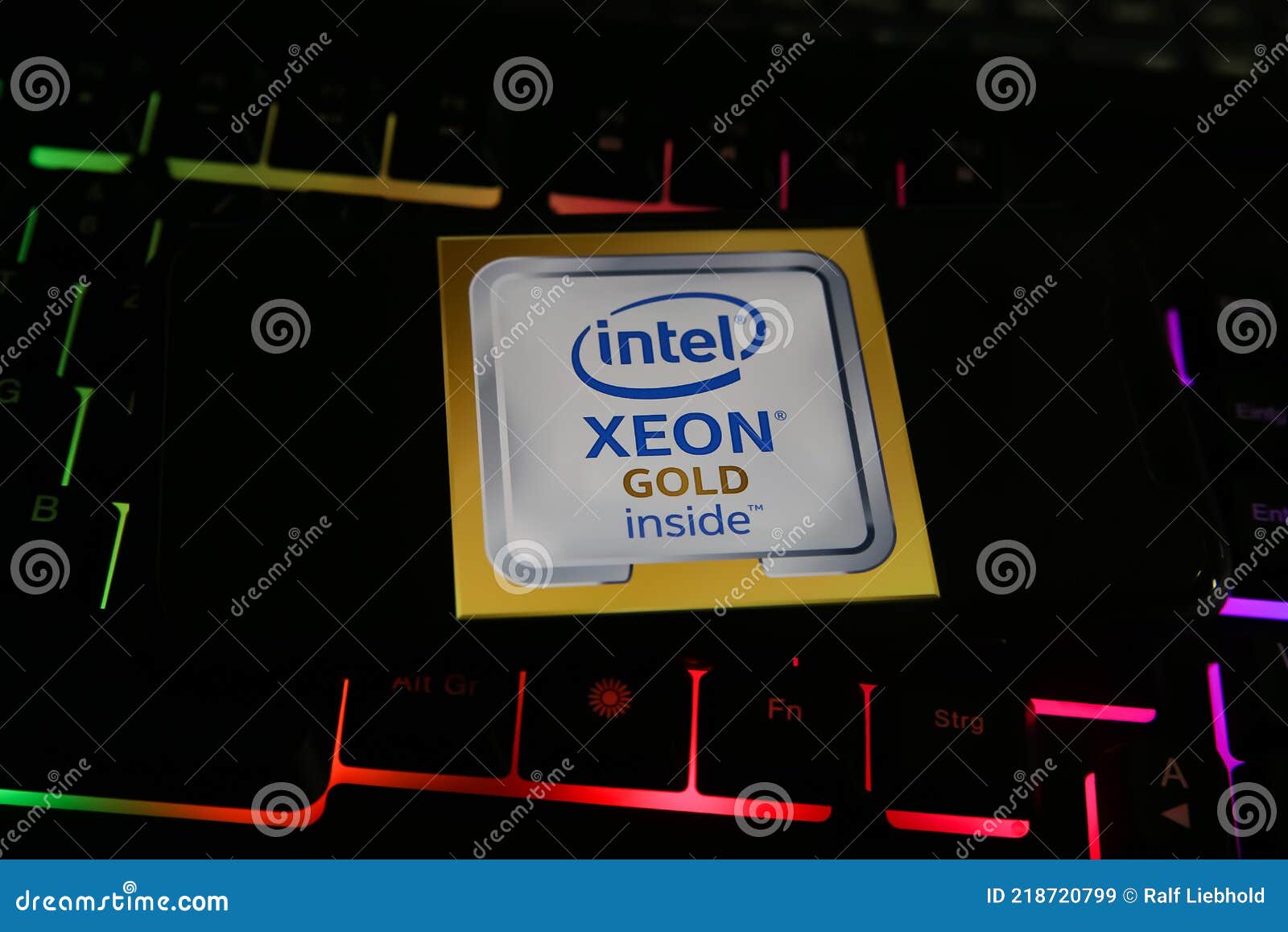 Closeup of Smartphone with Logo Lettering of Intel Xeon Gold Processor ...
