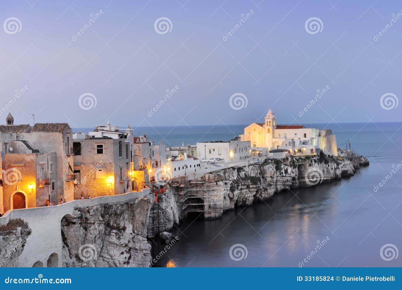 Vieste at sunset stock photo. Image of house, architectural - 33185824