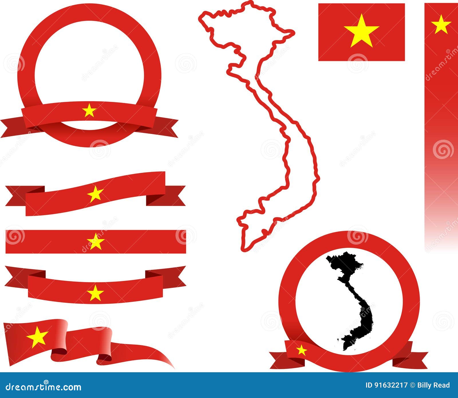 Vietnam Banner Set. stock vector. Illustration of banner - 91632217