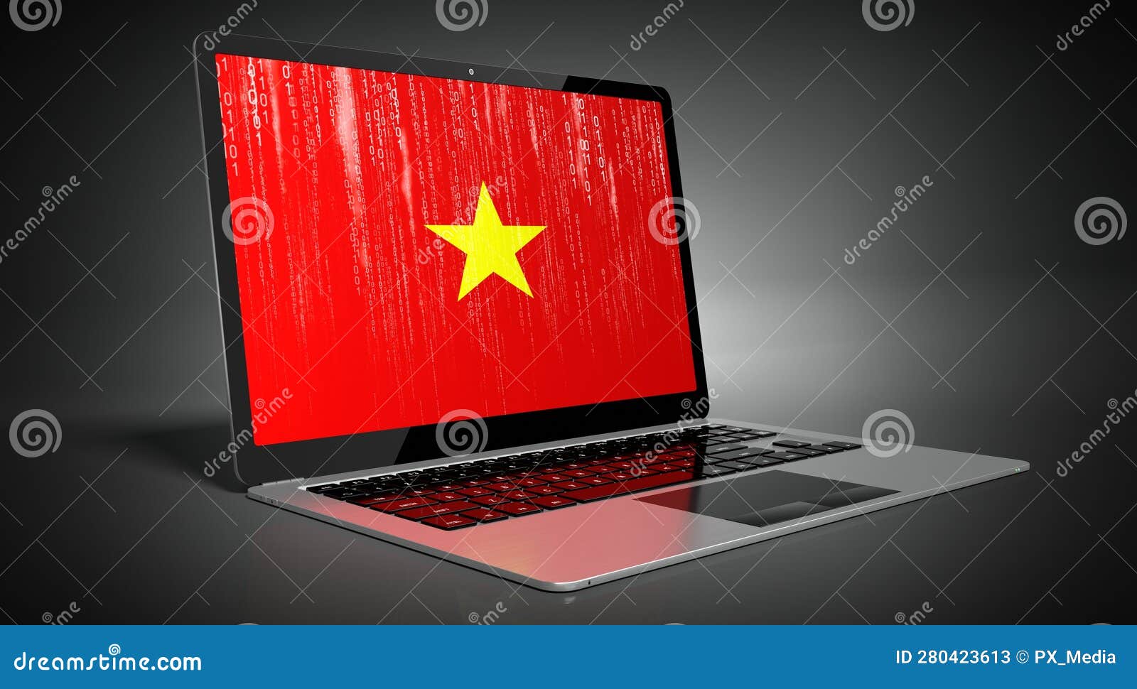 Vietnam - Country Flag and Binary Code on Laptop Screen Stock ...