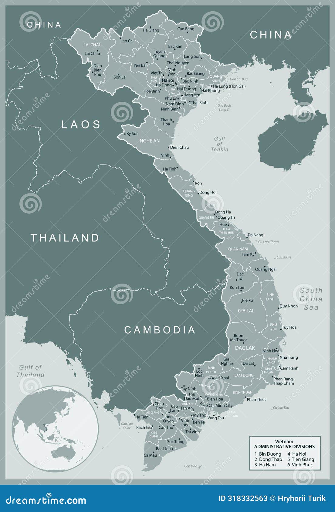 Vietnam - Detailed Map with Administrative Divisions Country. Vector ... Vietnam - Detailed Map with Administrative Divisions Country. Vector ...