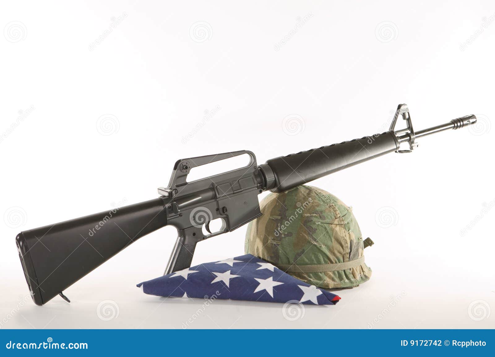 Vietnam Helmet and M16 stock photo. Image of armor, isolated - 9172742