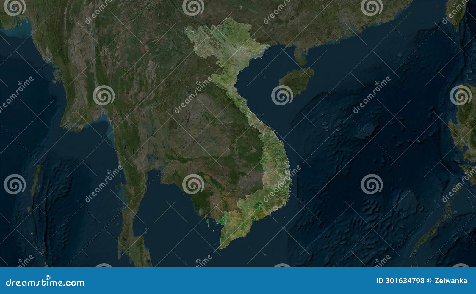 Vietnam Highlighted. High-res Satellite Stock Illustration ...