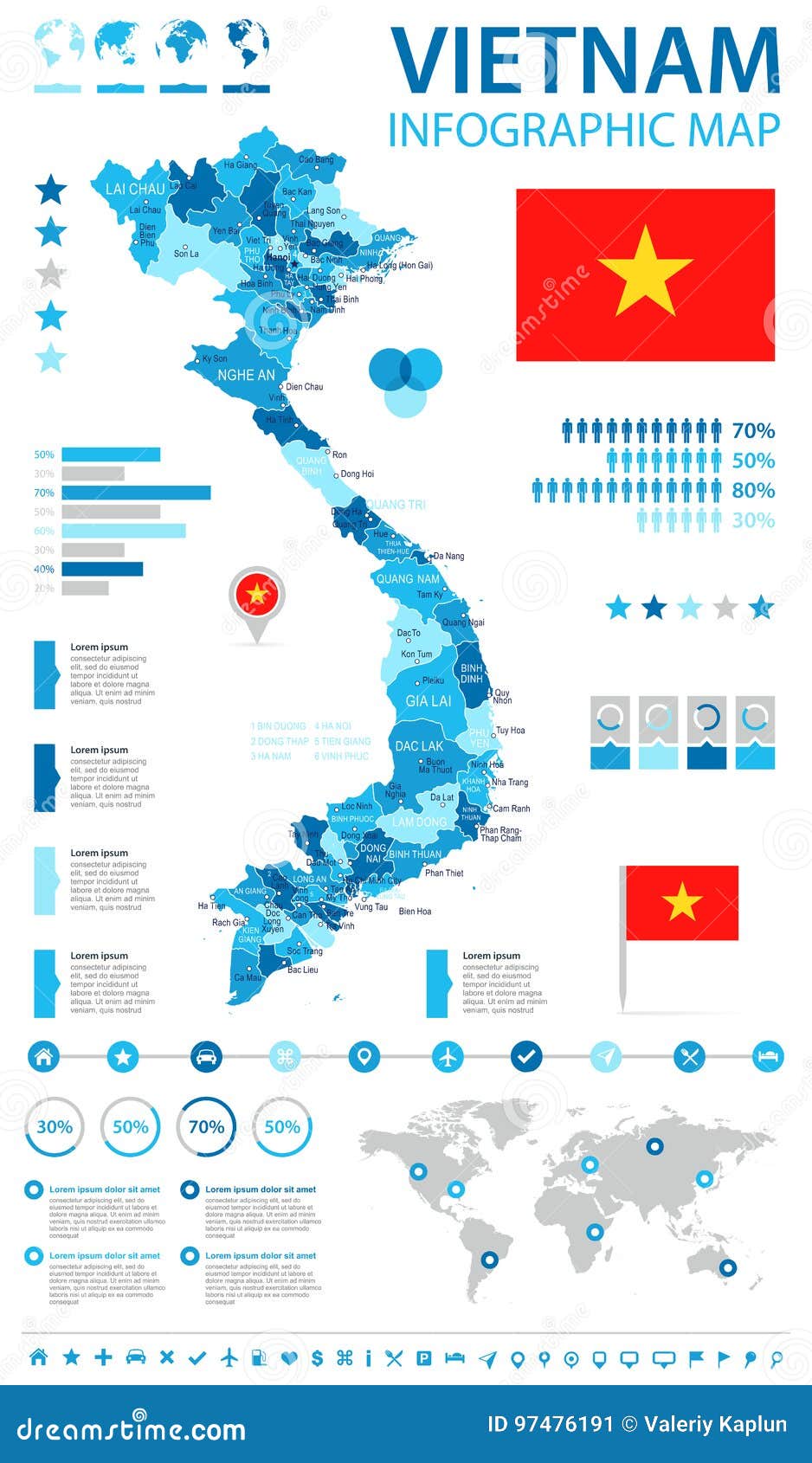 Vietnam- Infographic Map and Flag - Illustration Stock Illustration ...
