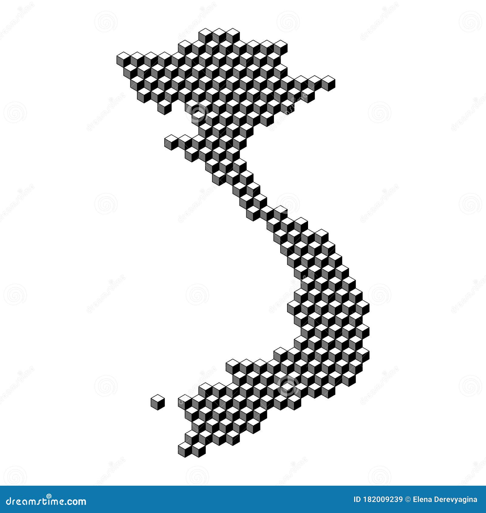 Vietnam Map from 3D Black Cubes Isometric Abstract Concept, Square ...