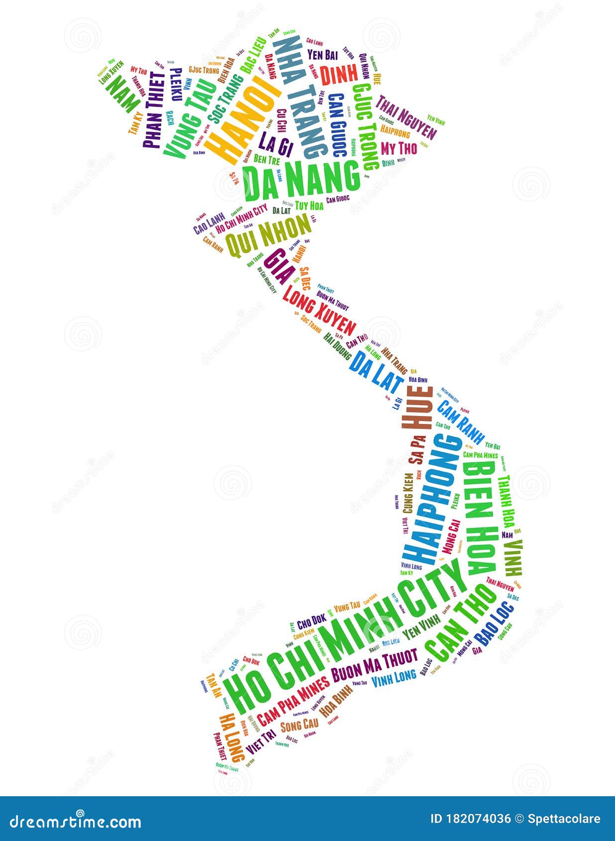 Vietnam Map and List of Cities Word Cloud Concept Stock Illustration ...