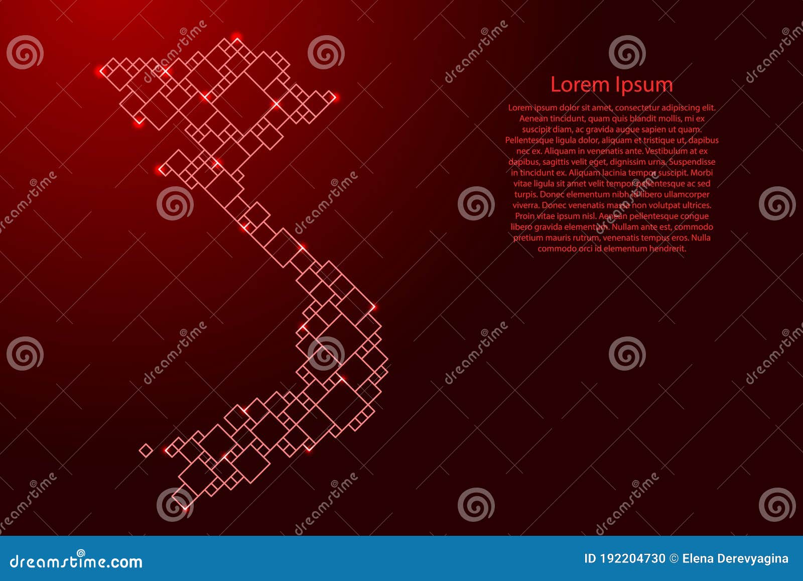 Vietnam Map from Red Pattern from a Grid of Squares of Different Sizes ...
